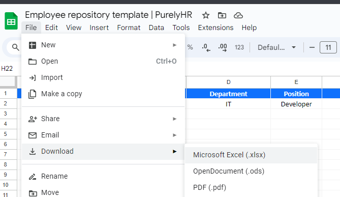 How to use the PurelyHR employee repository template